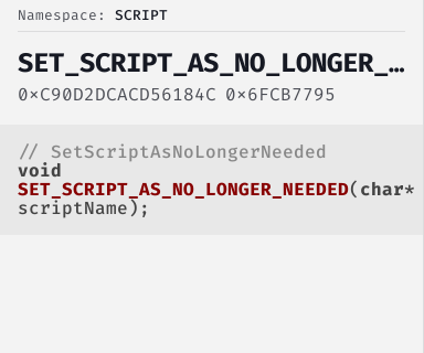 SetScriptAsNoLongerNeeded - FiveM Natives @ Cfx.re Docs