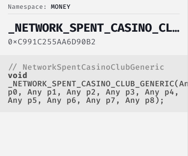 NetworkSpentCasinoClubGeneric - FiveM Natives @ Cfx.re Docs