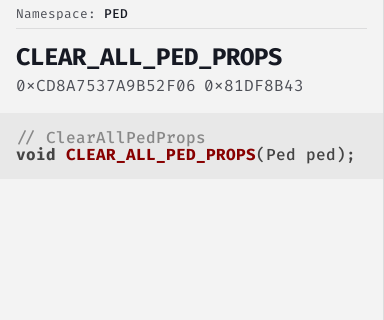 ClearAllPedProps - FiveM Natives @ Cfx.re Docs