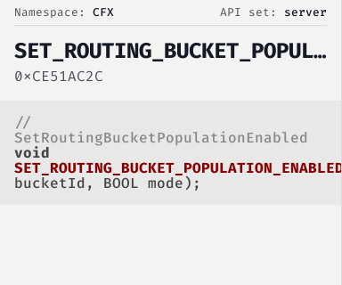 SetRoutingBucketPopulationEnabled - FiveM Natives @ Cfx.re Docs