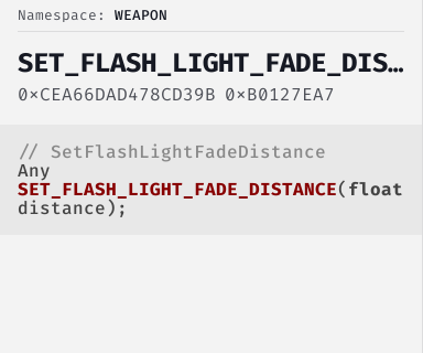 SetFlashLightFadeDistance - FiveM Natives @ Cfx.re Docs