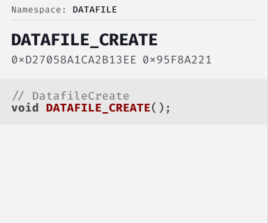 DatafileCreate - FiveM Natives @ Cfx.re Docs