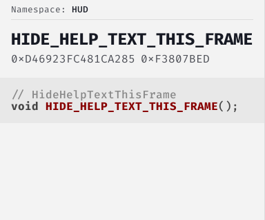 HideHelpTextThisFrame - FiveM Natives @ Cfx.re Docs
