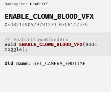 EnableClownBloodVfx - FiveM Natives @ Cfx.re Docs