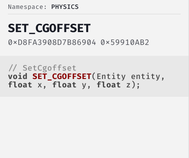 SetCgoffset - FiveM Natives @ Cfx.re Docs