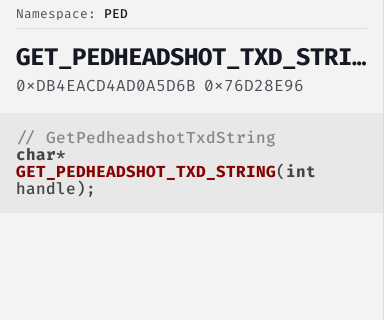 GetPedheadshotTxdString - FiveM Natives @ Cfx.re Docs