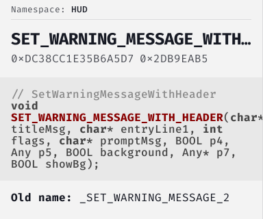 SetWarningMessageWithHeader - FiveM Natives @ Cfx.re Docs