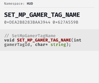 SetMpGamerTagName - FiveM Natives @ Cfx.re Docs