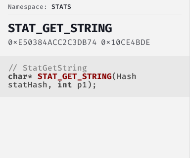 StatGetString - FiveM Natives @ Cfx.re Docs