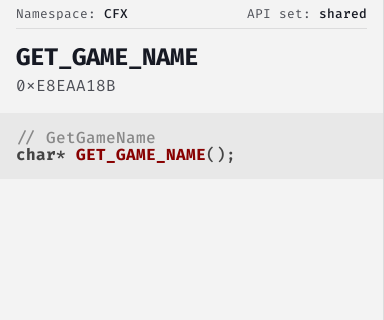 GetGameName - FiveM Natives @ Cfx.re Docs