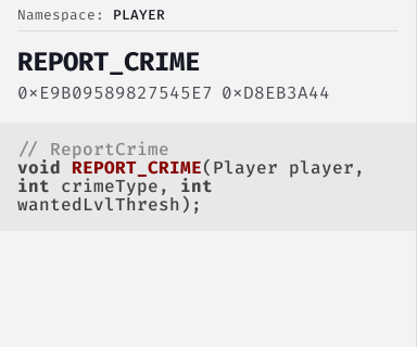 ReportCrime - FiveM Natives @ Cfx.re Docs