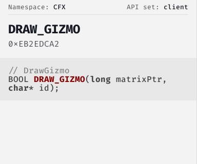 DrawGizmo - FiveM Natives @ Cfx.re Docs