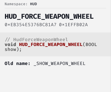 HudForceWeaponWheel - FiveM Natives @ Cfx.re Docs