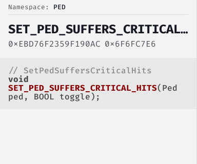 SetPedSuffersCriticalHits - FiveM Natives @ Cfx.re Docs