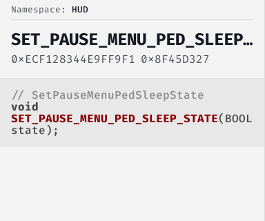 SetPauseMenuPedSleepState - FiveM Natives @ Cfx.re Docs