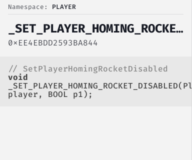 SetPlayerHomingRocketDisabled - FiveM Natives @ Cfx.re Docs