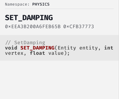 SetDamping - FiveM Natives @ Cfx.re Docs