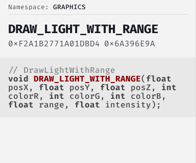 DrawLightWithRange - FiveM Natives @ Cfx.re Docs