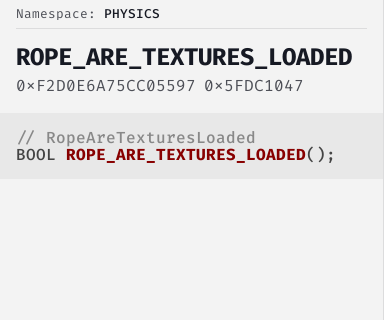 RopeAreTexturesLoaded - FiveM Natives @ Cfx.re Docs