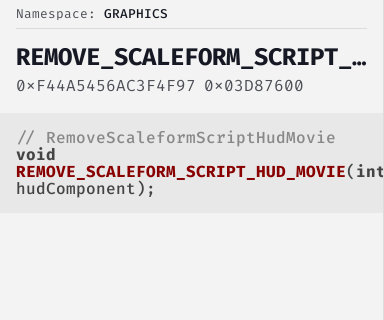 RemoveScaleformScriptHudMovie - FiveM Natives @ Cfx.re Docs