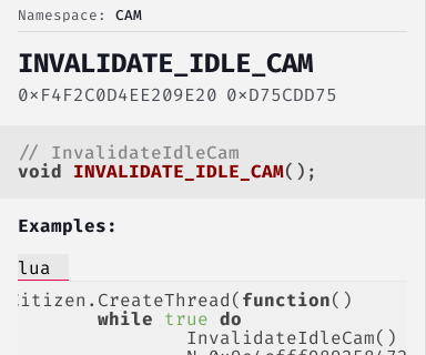 InvalidateIdleCam - FiveM Natives @ Cfx.re Docs