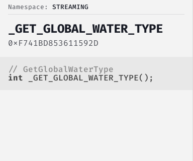 GetGlobalWaterType - FiveM Natives @ Cfx.re Docs