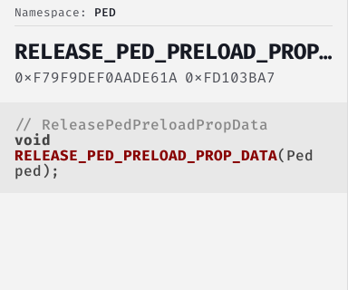 ReleasePedPreloadPropData - FiveM Natives @ Cfx.re Docs