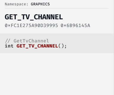 GetTvChannel - FiveM Natives @ Cfx.re Docs
