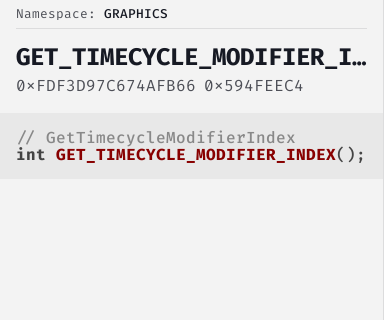 GetTimecycleModifierIndex - FiveM Natives @ Cfx.re Docs