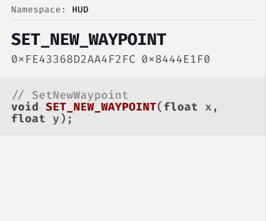 SetNewWaypoint - FiveM Natives @ Cfx.re Docs