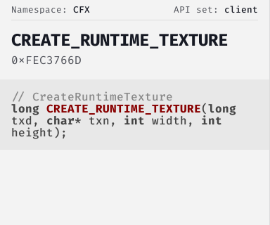 CreateRuntimeTexture - FiveM Natives @ Cfx.re Docs