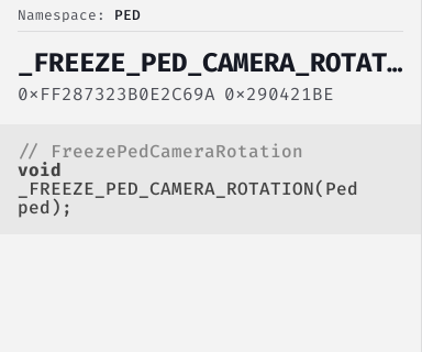 FreezePedCameraRotation - FiveM Natives @ Cfx.re Docs